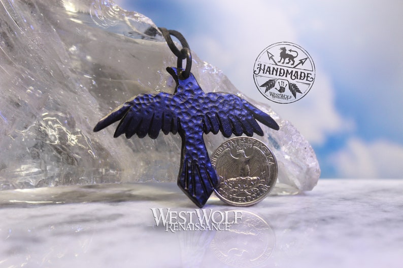 Hand-forged and Hammered Black Raven Pendant - Blacksmith Made ...
