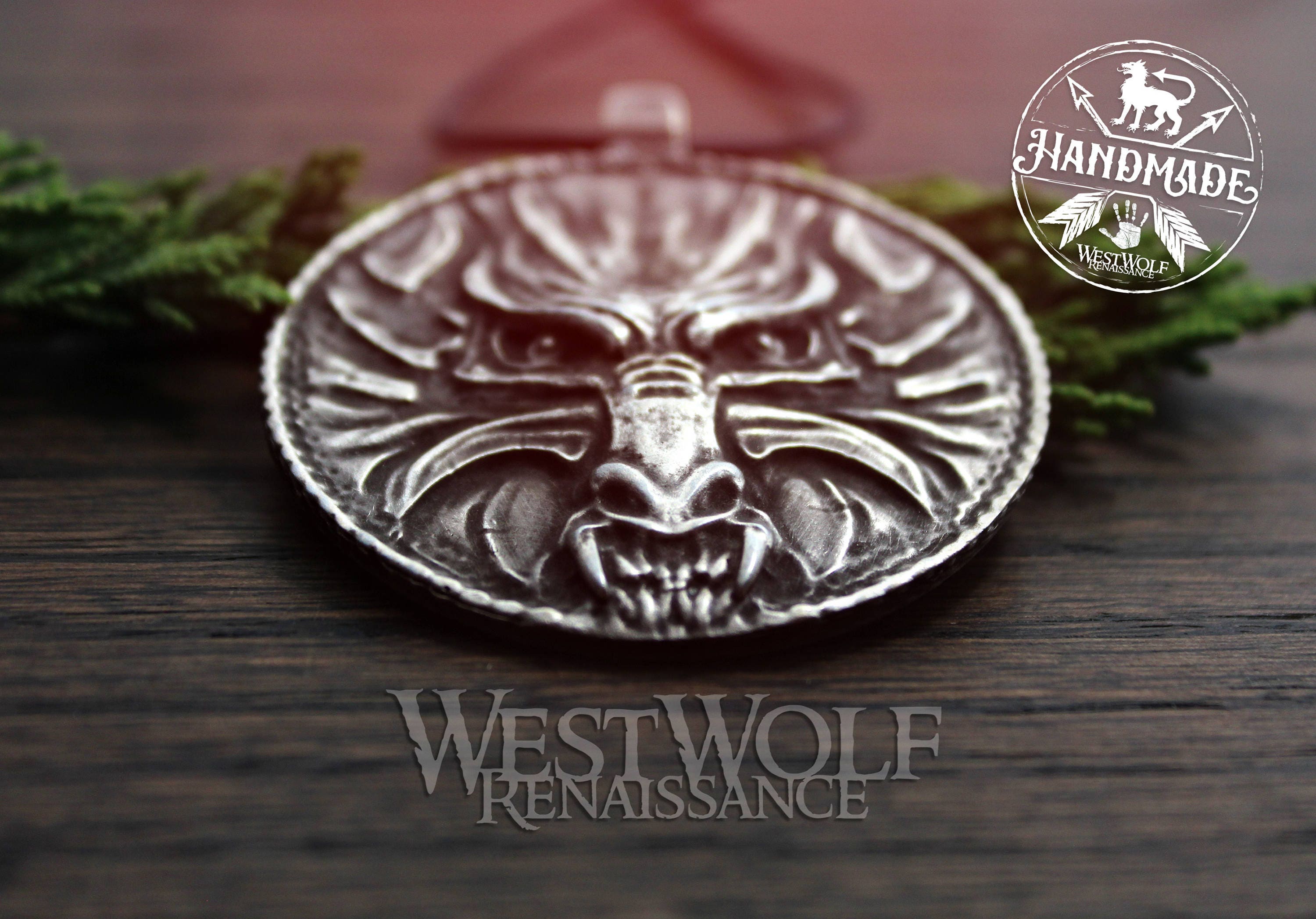 Silver Wolf Medallion Pendant / Talisman | Etsy