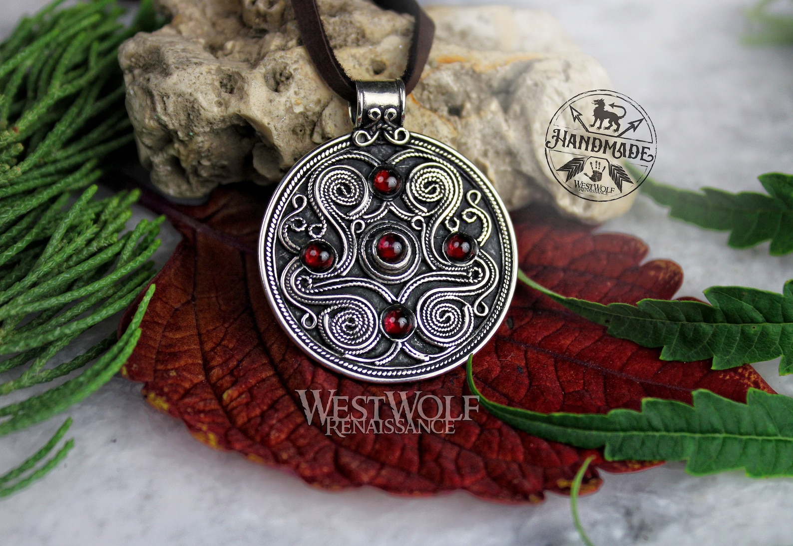 Celtic Battersea Shield Pendant in Sterling Silver With Red Garnet ...