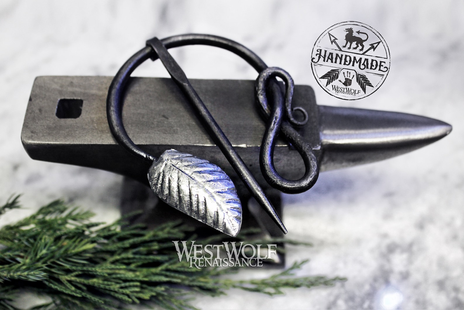 Hand-forged Curled Steel Medieval Brooch With Gold or Silver - Etsy