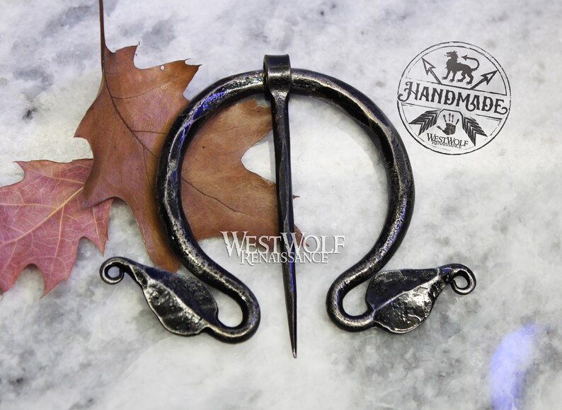 Hand-forged Heavy Steel Penannular Leaf Brooch - Blacksmith Made ...