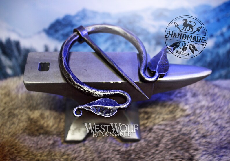 Hand-forged Heavy Steel Penannular Leaf Brooch - Blacksmith Made ...