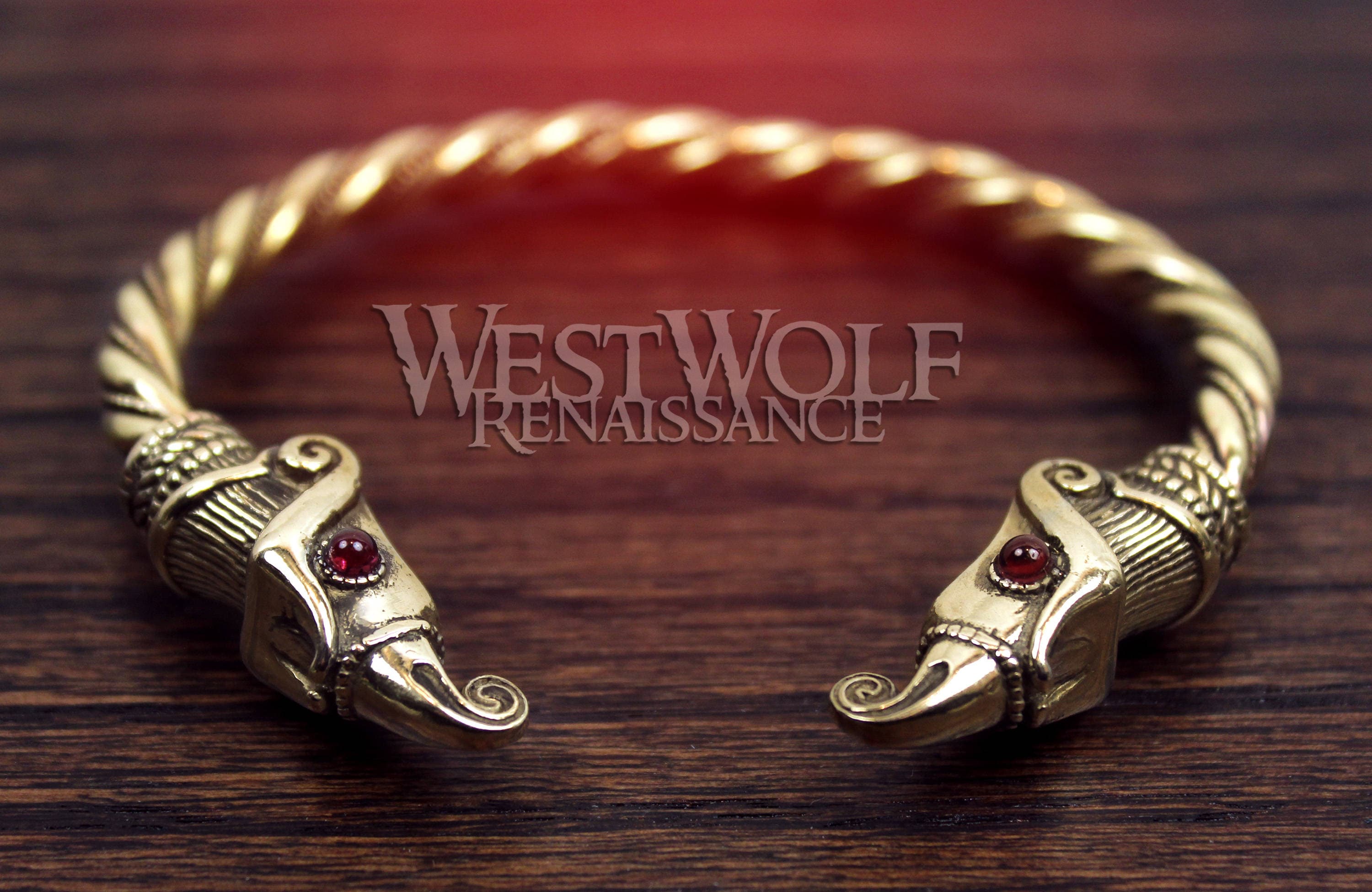 Viking Odin's Ravens Bracelet With Red Garnet Stone Eyes - Hugin ...