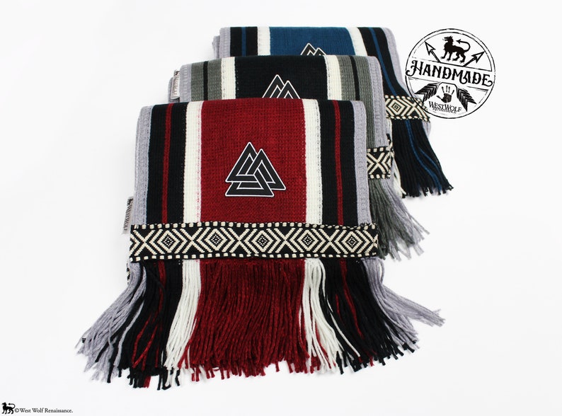 Woven Viking Scarf With Valknut Symbols - Winter Fashion --- Norse ...