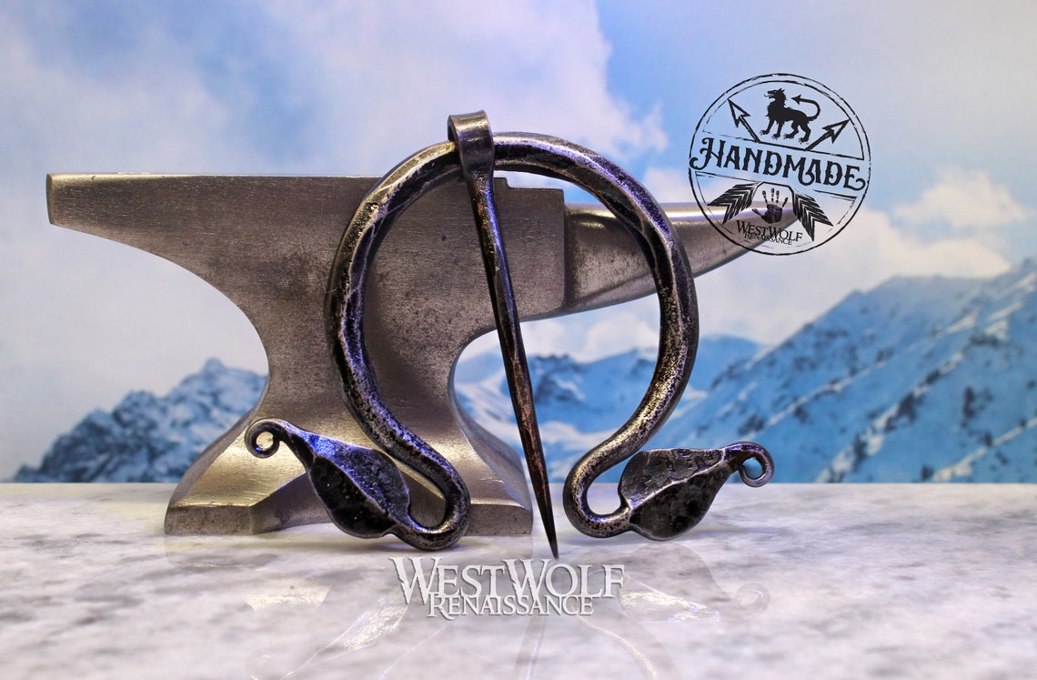 Hand-forged Heavy Steel Penannular Leaf Brooch - Blacksmith Made ...