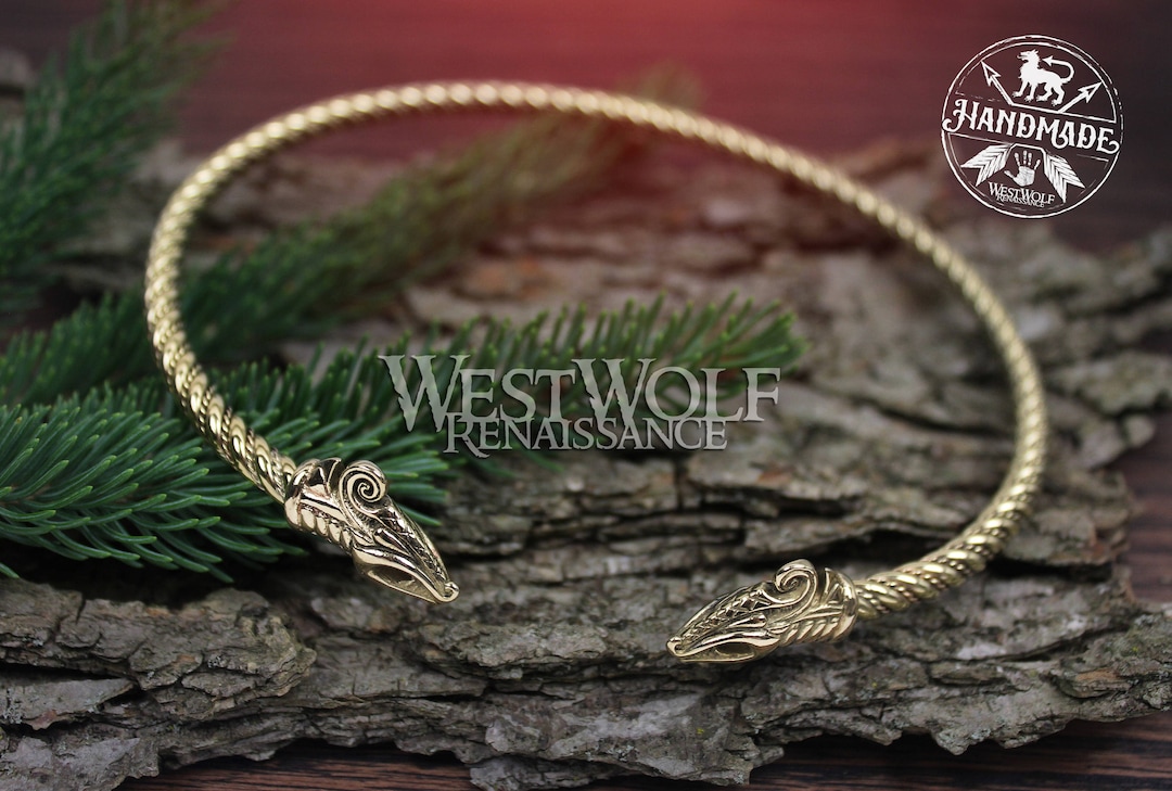 Viking Dragon Neck Torc - Midgard Sea Serpent --- Jormungand/gold/norse ...