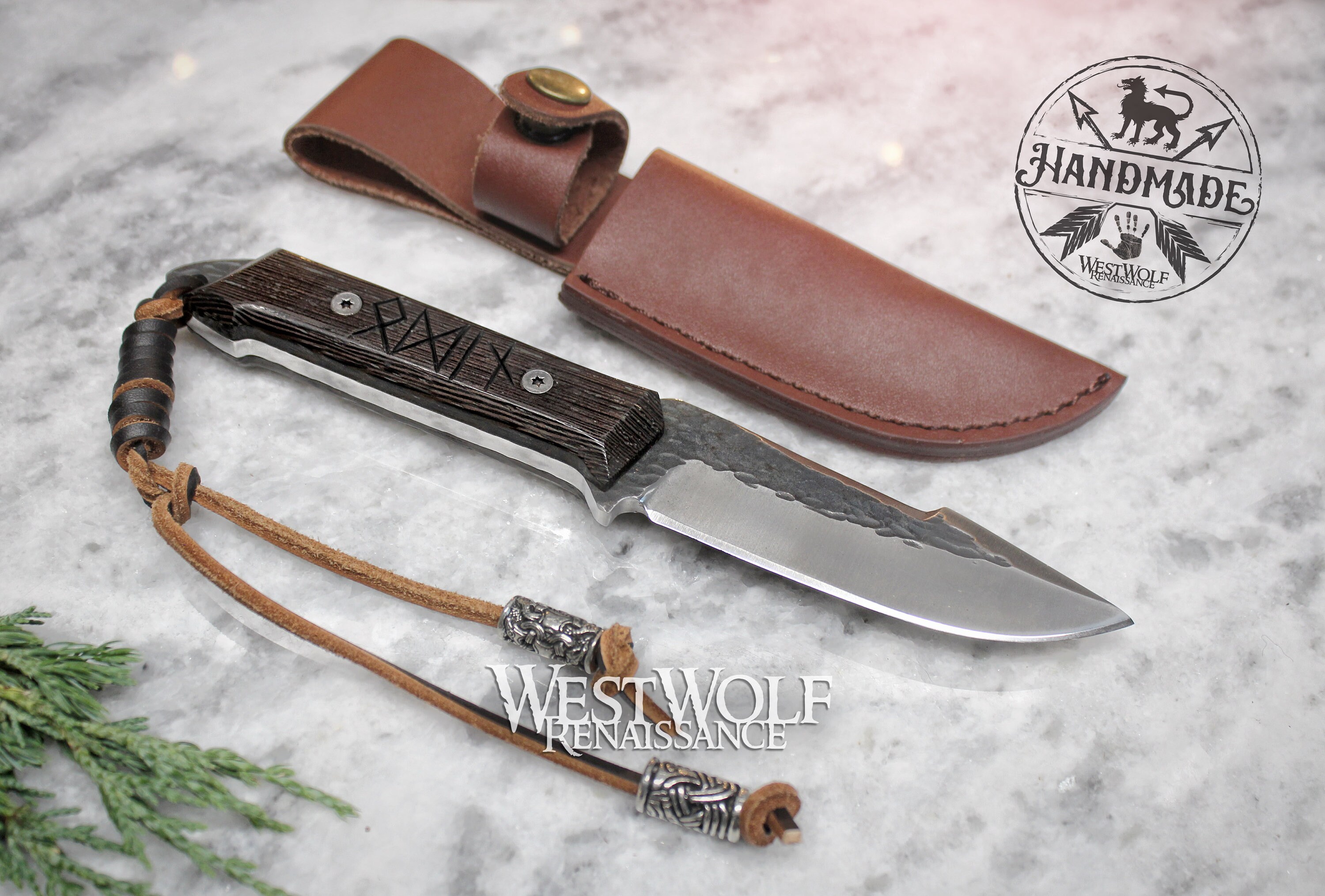 Hand-forged Steel Viking Knife With Custom Carved Runes and Leather ...