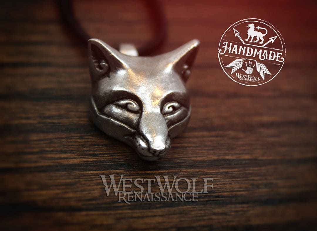 Fox Head Pendant in Sterling Silver, Bronze, or Pewter --- Norse/viking ...