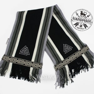 Woven Viking Scarf With Valknut Symbols - Winter Fashion --- Norse ...