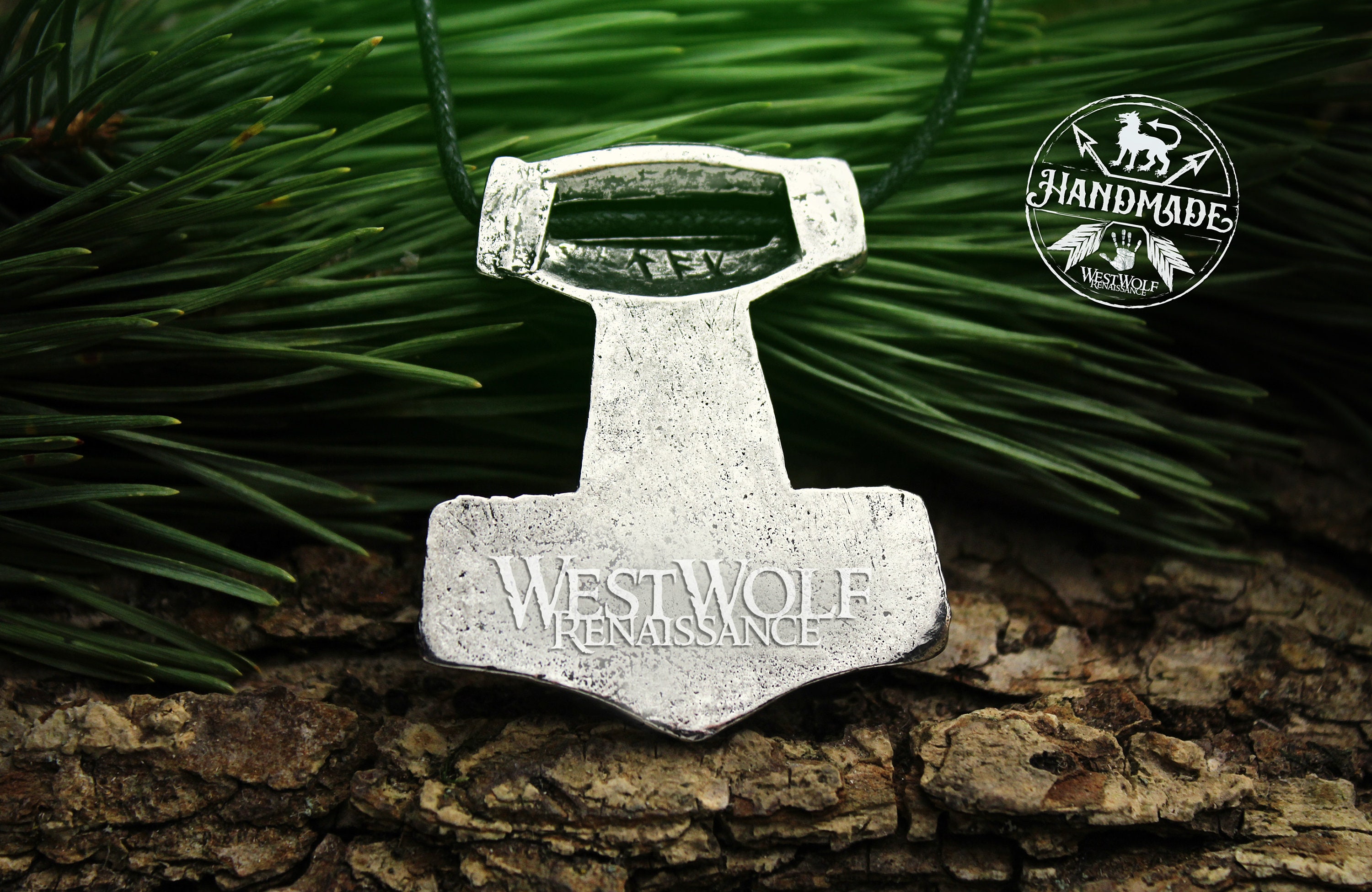 Thor's Hammer Mjolnir Pendant with Green | Etsy