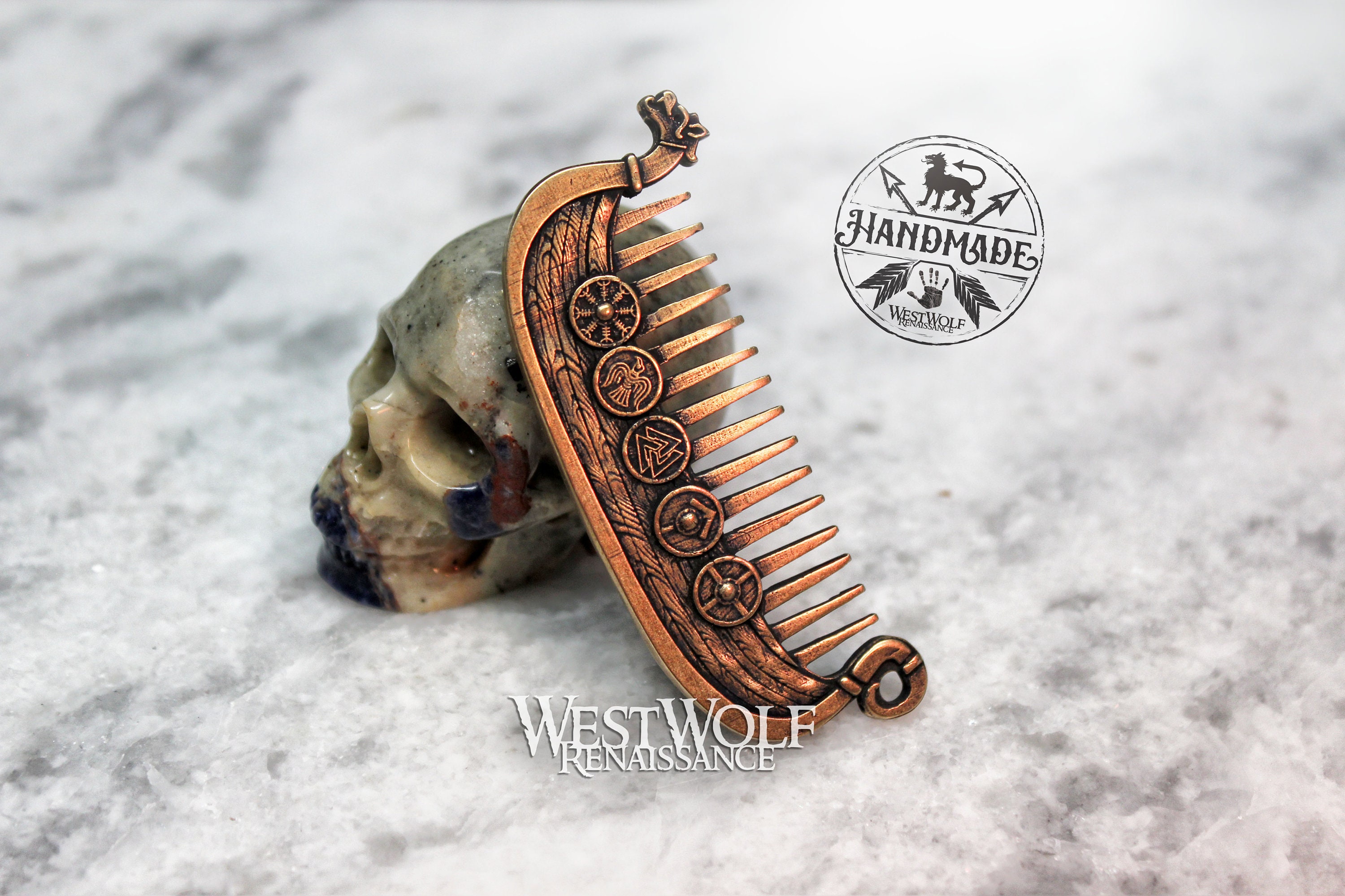Viking Drakkar Longship Comb in Solid Bronze - for Men or Women ...