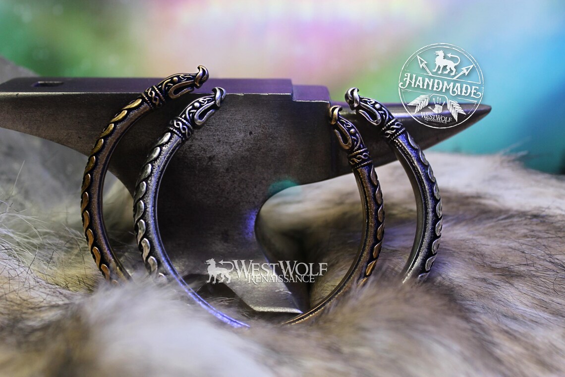 Viking Dragon Torc of Ragnar Lothbrok --- Dragon Head Bracelet or Arm ...