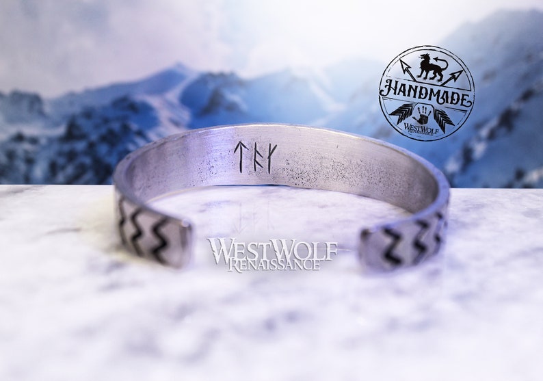 Viking Lightning Wave Line Pattern Bracelet Thick Metal Torc - Etsy