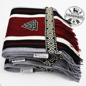 Woven Viking Scarf With Valknut Symbols - Winter Fashion --- Norse ...