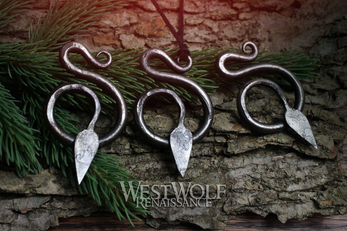 Hand-forged Steel Serpent Pendant Hammered Snake - Etsy