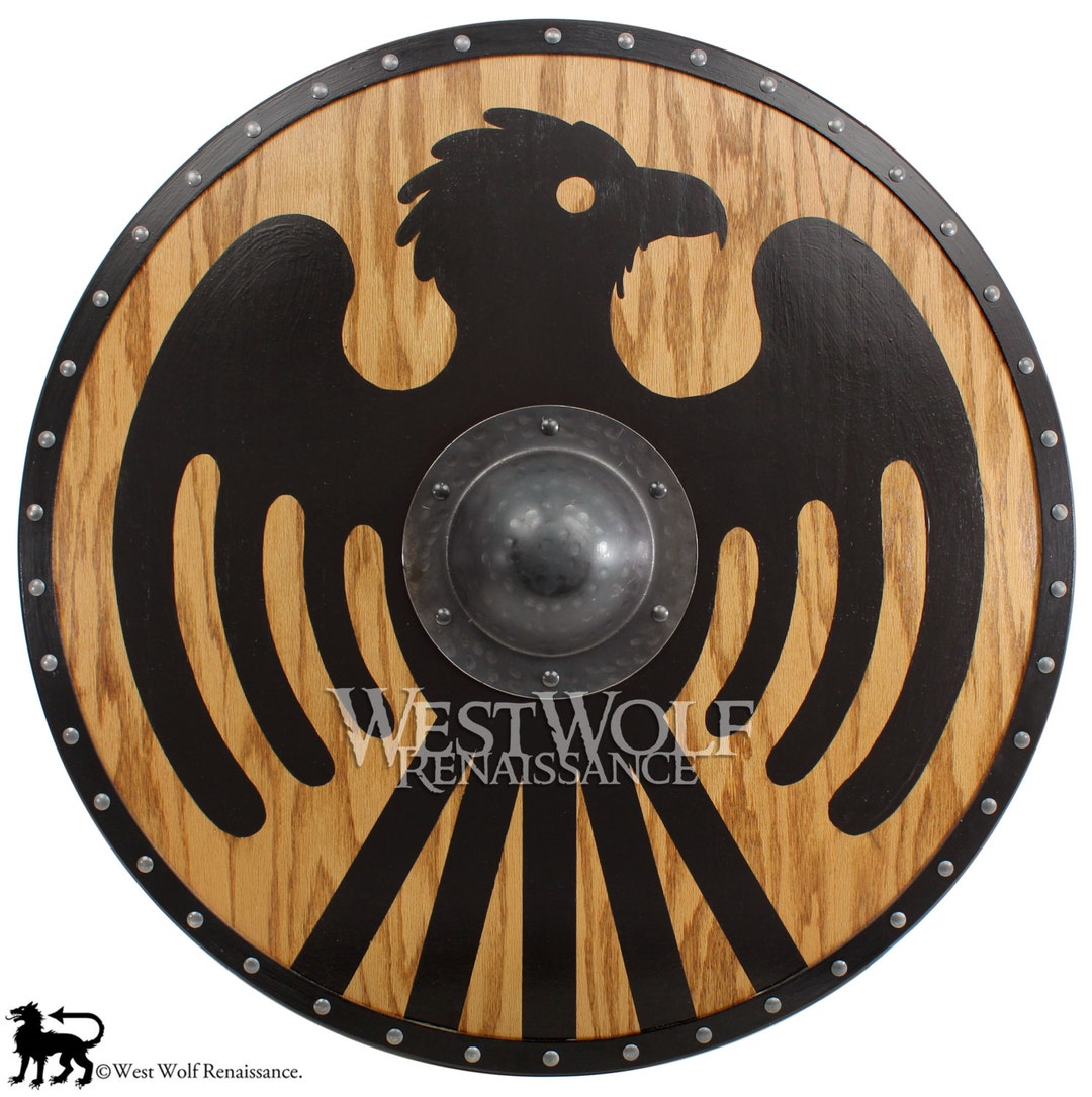 Viking Black Eagle Shield - Made of Solid Oak With a Forged Iron Boss ...