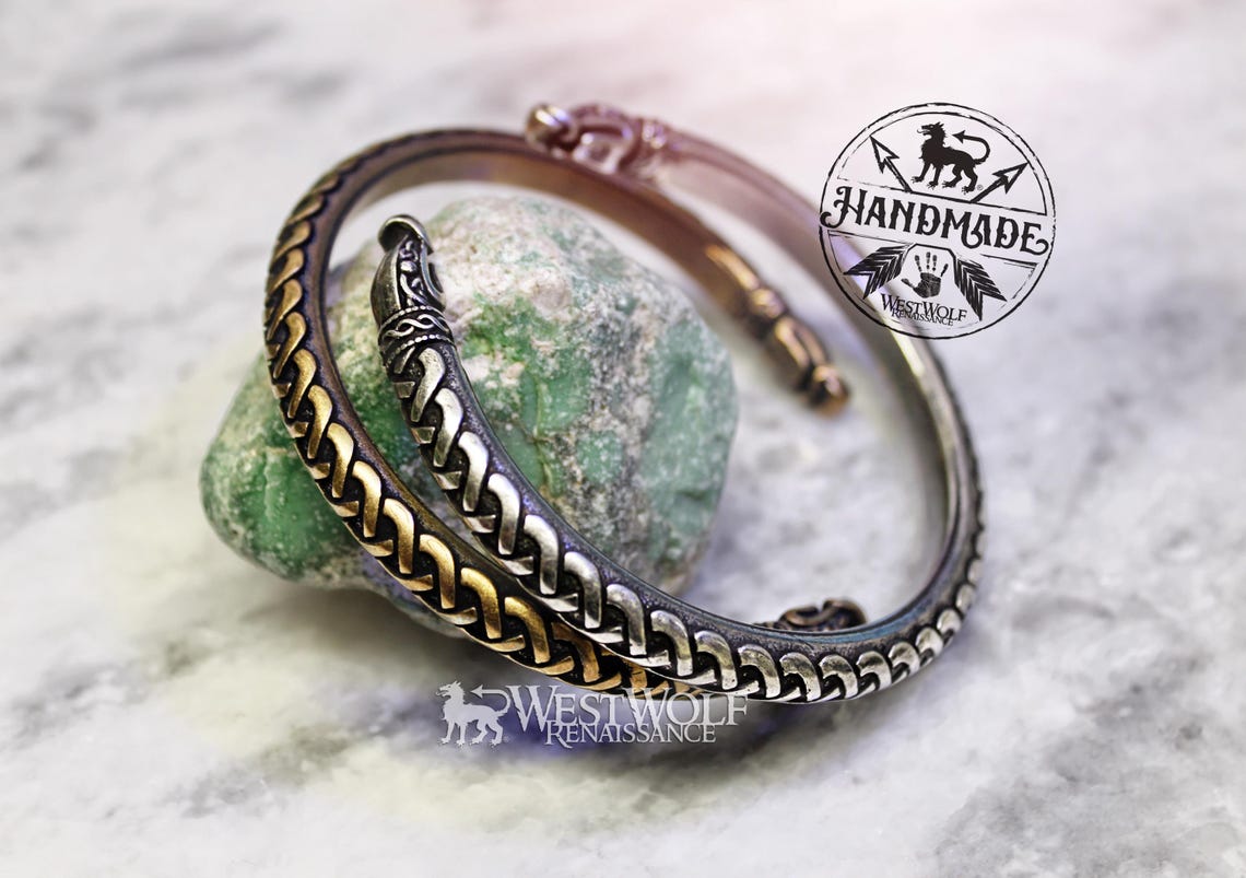 Viking Dragon Torc of Ragnar Lothbrok --- Dragon Head Bracelet or Arm ...