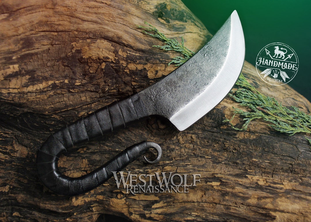 Hand-forged Medieval Knife With Leather-wrapped Handle and Sheath ...