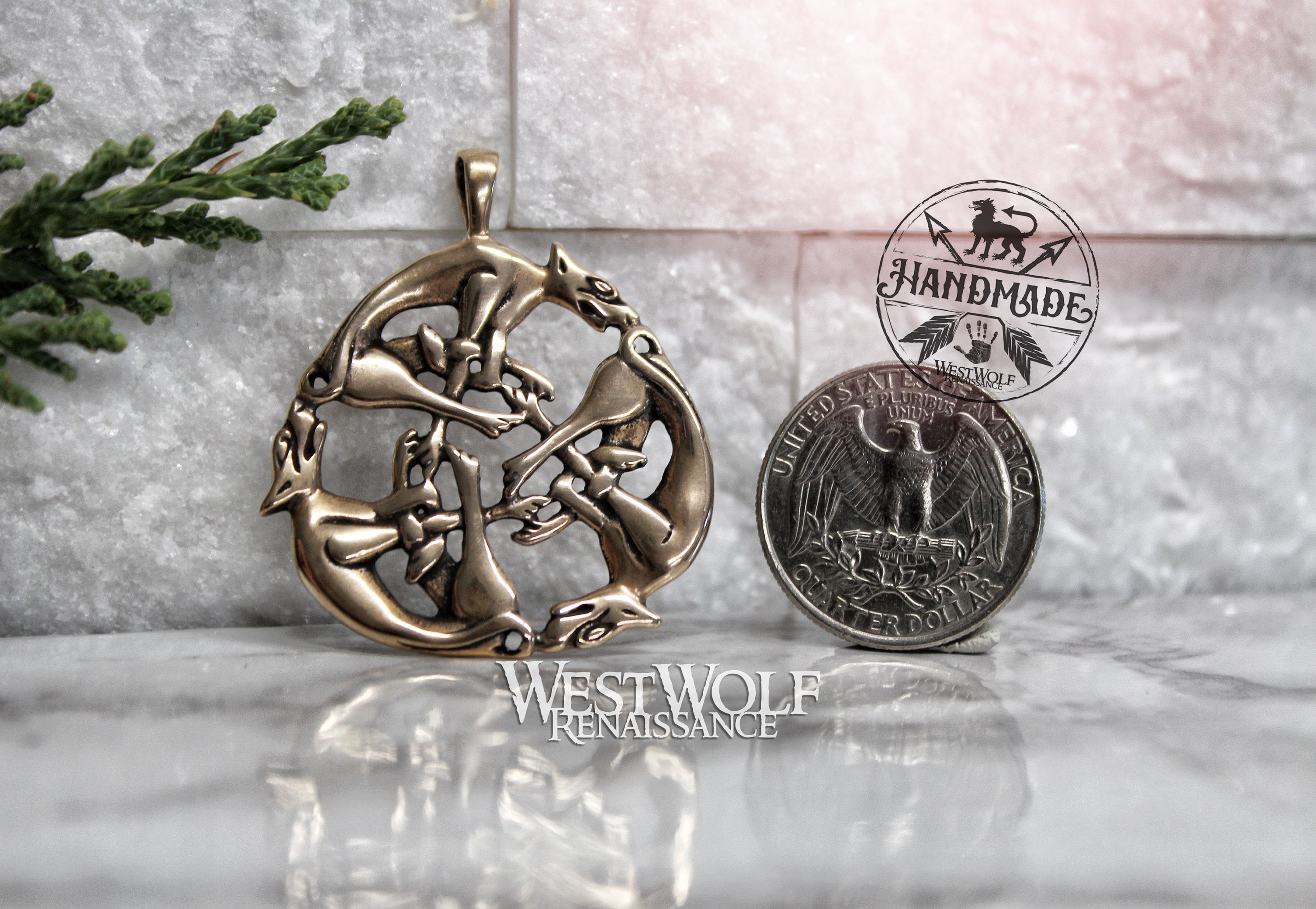 Celtic Wolves Knot Pendant Solid Bronze - Etsy