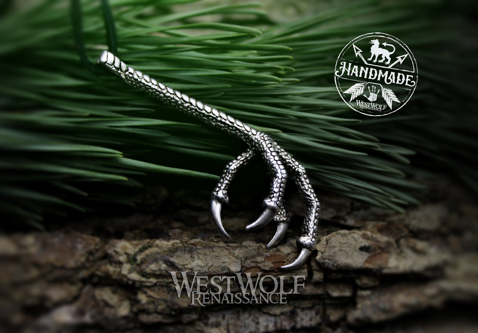 Raven Claw Pendant in Pewter, Bronze, or Sterling Silver --- Viking ...