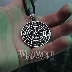 Viking Vegvisir wayfinder Pendant With Rune Border - Etsy