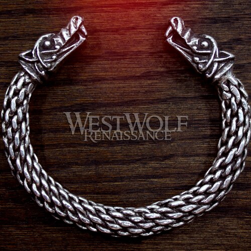 Large Silver Viking Wolf Head Bracelet/torc Norse Mythology - Etsy