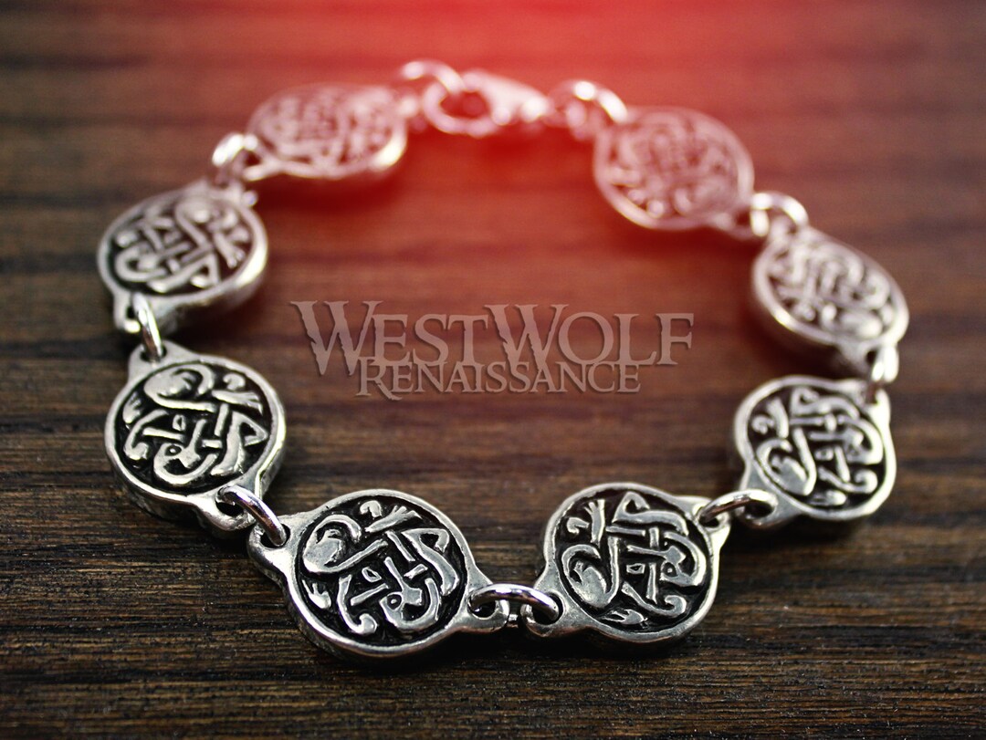 Viking Segmented Knotwork Disc Bracelet With Dragon Knot - Etsy