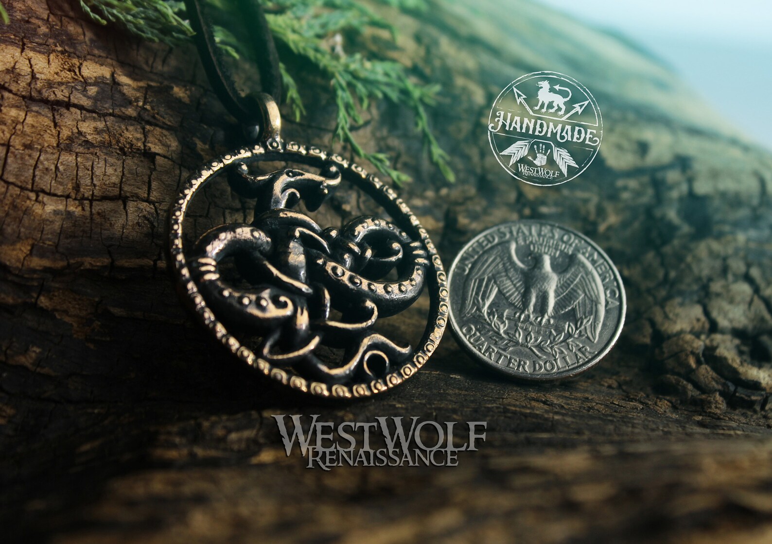 Viking Serpent of Midgard Pendant Solid Bronze Jormungandr - Etsy