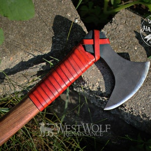 Large Hand-forged Steel Viking Axe With Custom Carved Runes ...