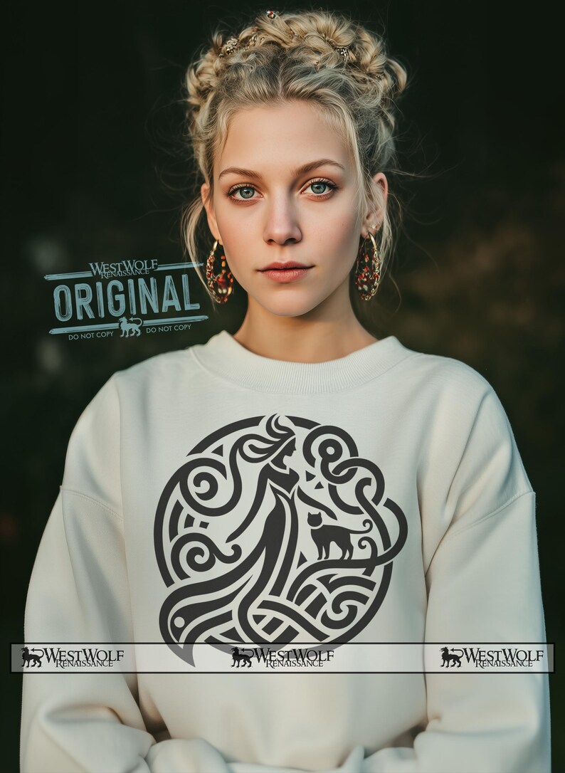 Norse Mythology Goddess Freya Design - Original SVG Vector Graphic Art ...