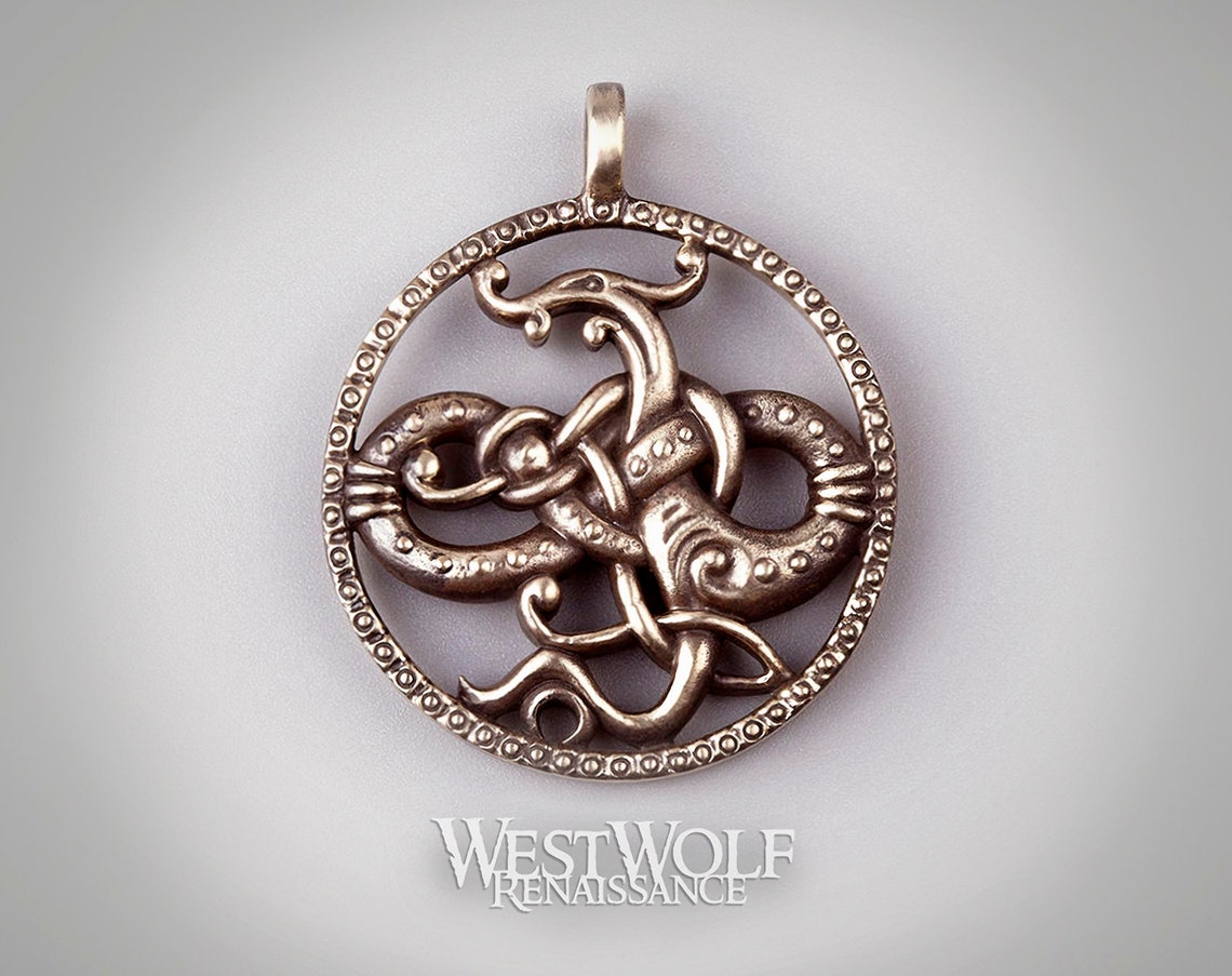 Viking Serpent of Midgard Pendant Solid Bronze Jormungandr - Etsy