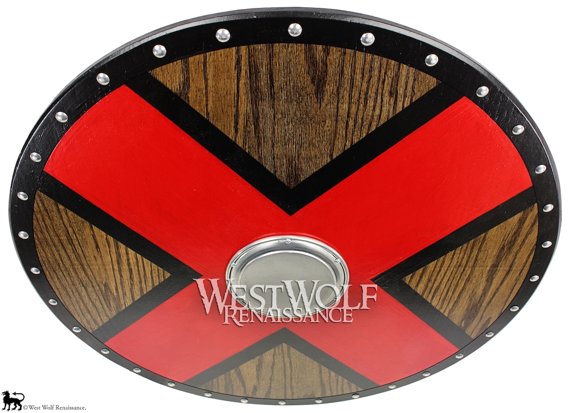 Viking Red Berserker X Shield Made of Solid Oak Wood - Etsy