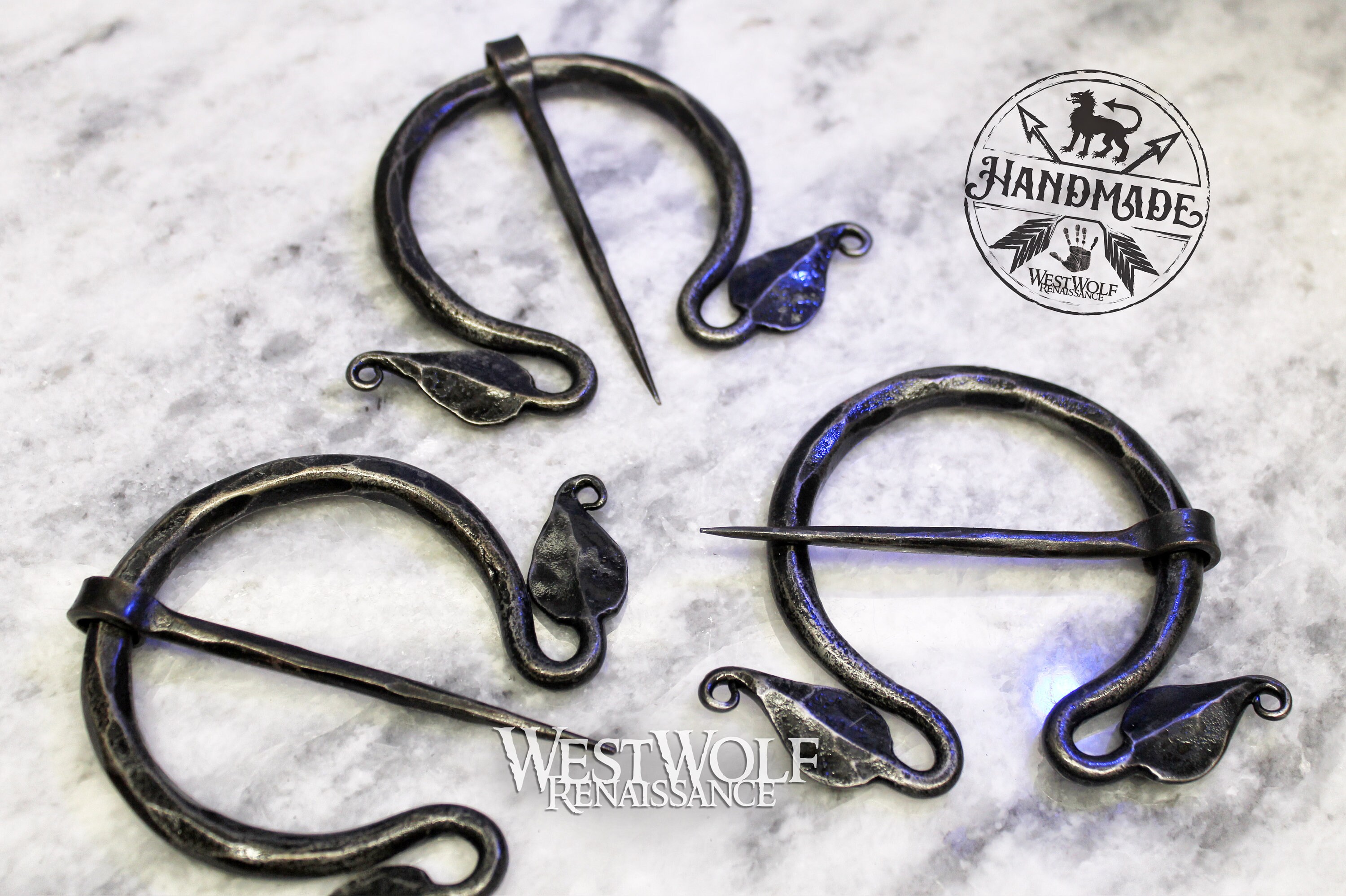 Hand-forged Heavy Steel Penannular Leaf Brooch - Blacksmith Made ...