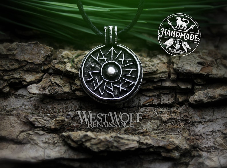 Viking Shield Pendant With Runes - Good Luck Charm --- Norse/warrior ...