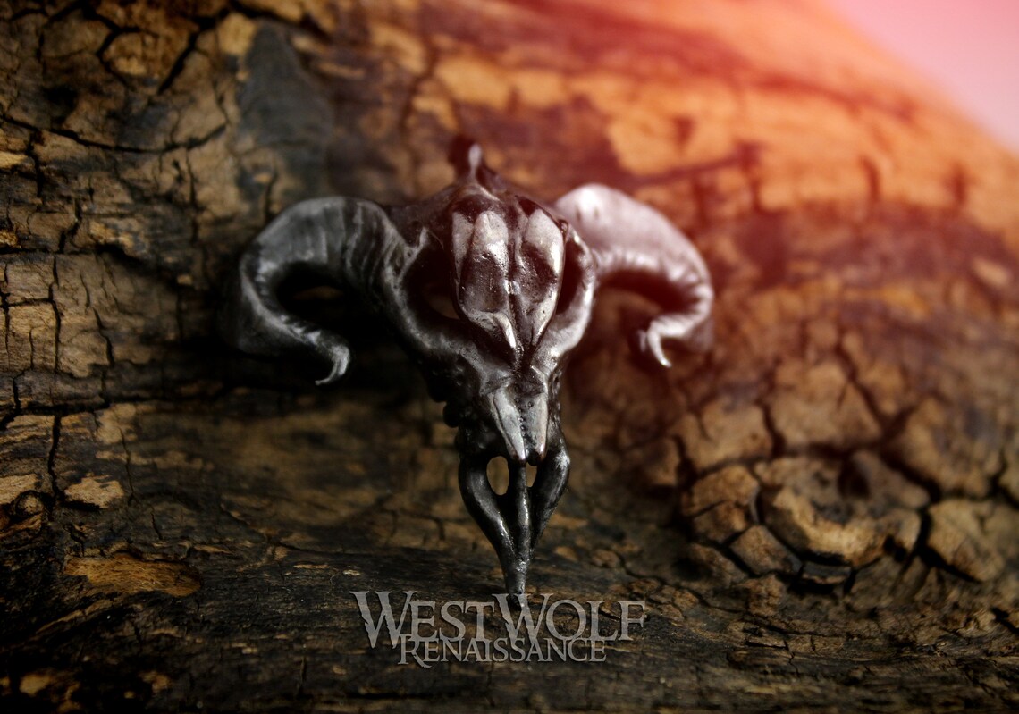 Horned Demon Skull Pendant Solid Bronze - Etsy