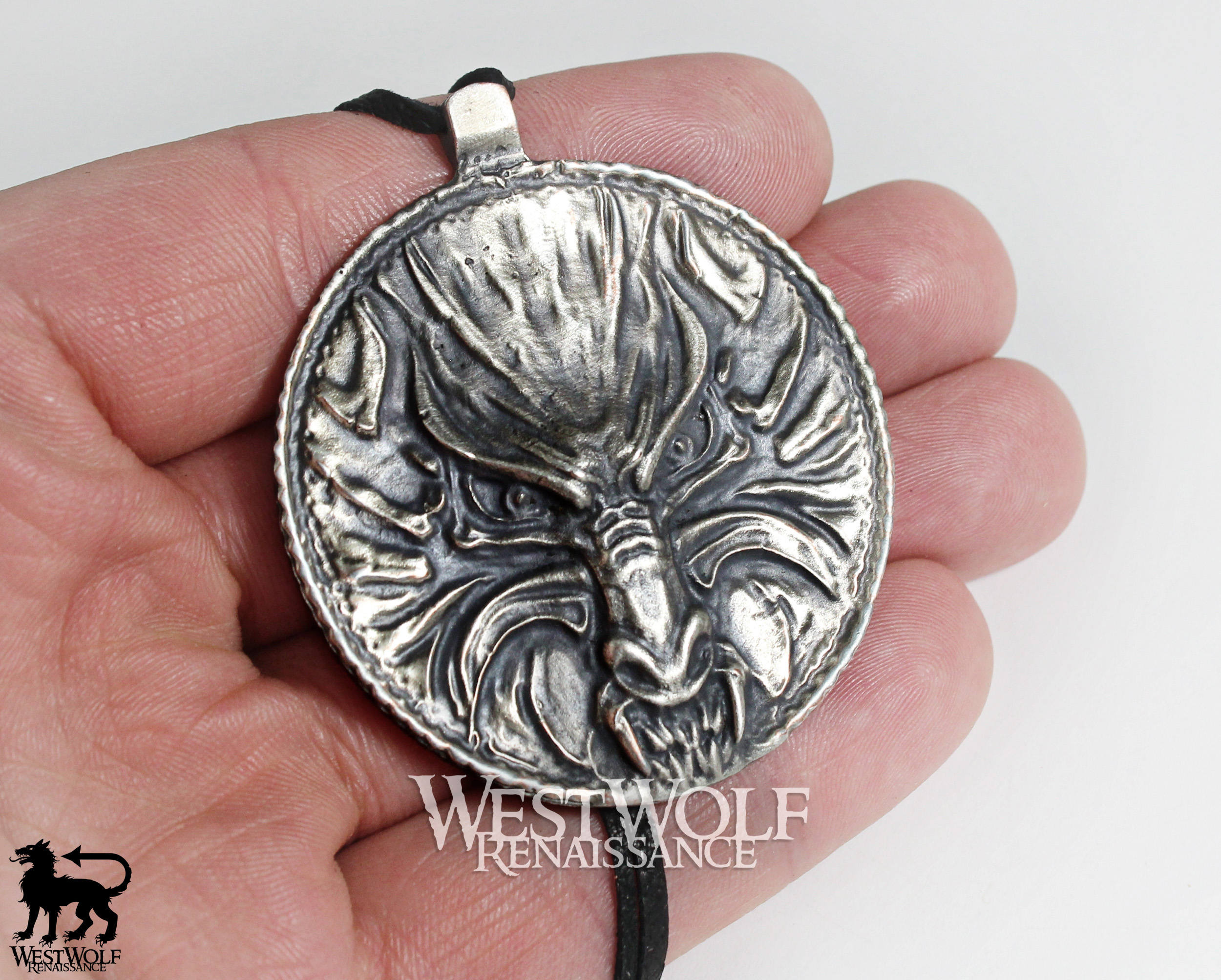 Silver Wolf Medallion Pendant / Talisman | Etsy