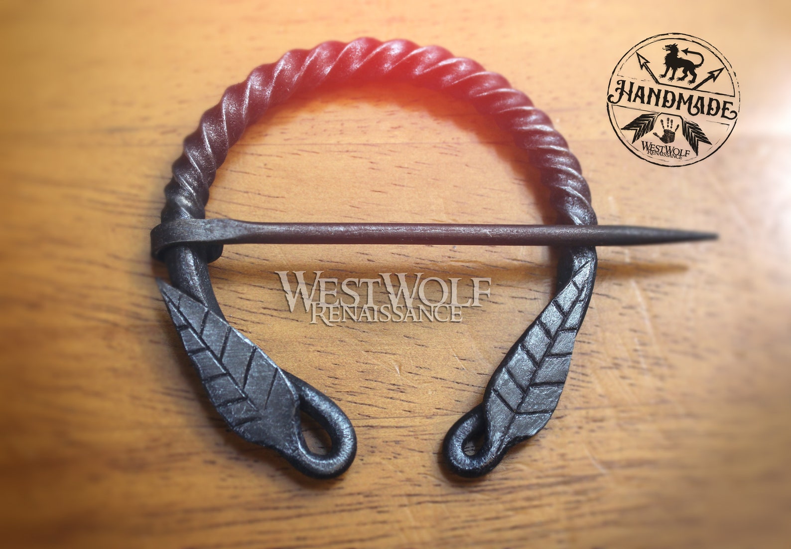 Hand-forged Twisted Steel Pennanular Leaf Brooch -- Nature/medieval ...
