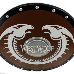 Round Viking Dragon Shield Norse/jormungandr/wooden/medieval/gothic ...