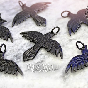 Hand-forged and Hammered Black Raven Pendant - Blacksmith Made ...