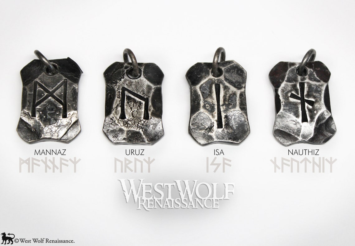 Hand-forged Viking Rune Pendants Made of Hammered Steel - Etsy
