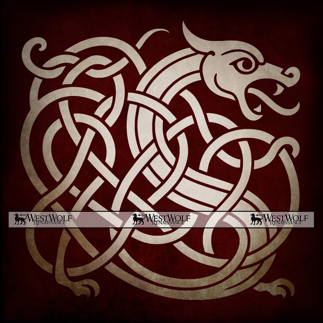 Viking Dragon SVG Design + Png Dxf Jpg Files -- Nordic Vector Graphic ...