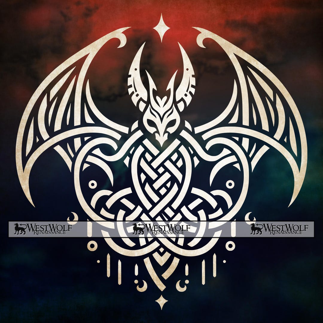 Nordic Vampire Bat Design - Original SVG Vector Graphic Art + Png Dxf ...