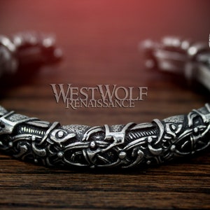 Silver Viking Raven Torc With Odin's Ravens Hugin and Munin --- Norse ...