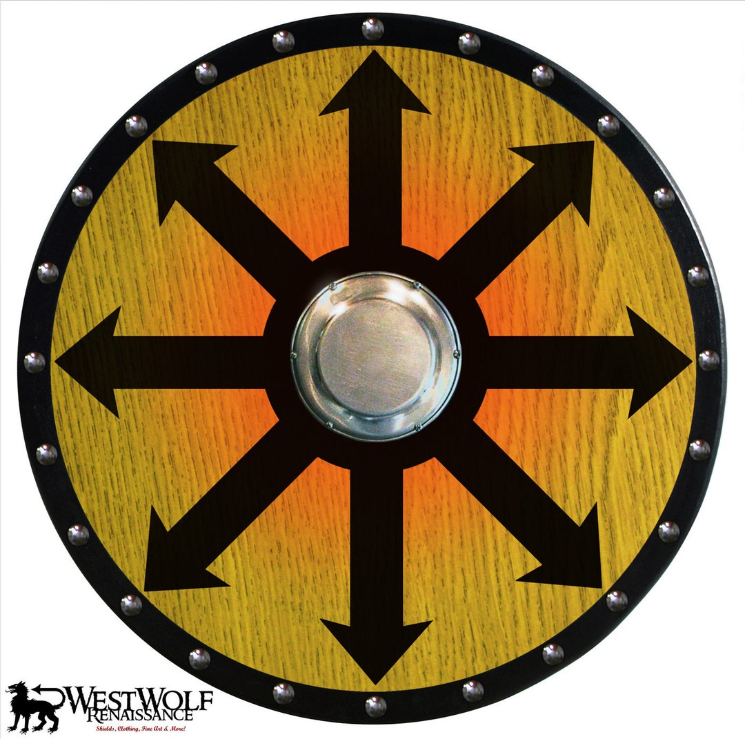 Round Wooden Viking Berserker Shield With Chaos Cross Design - Etsy
