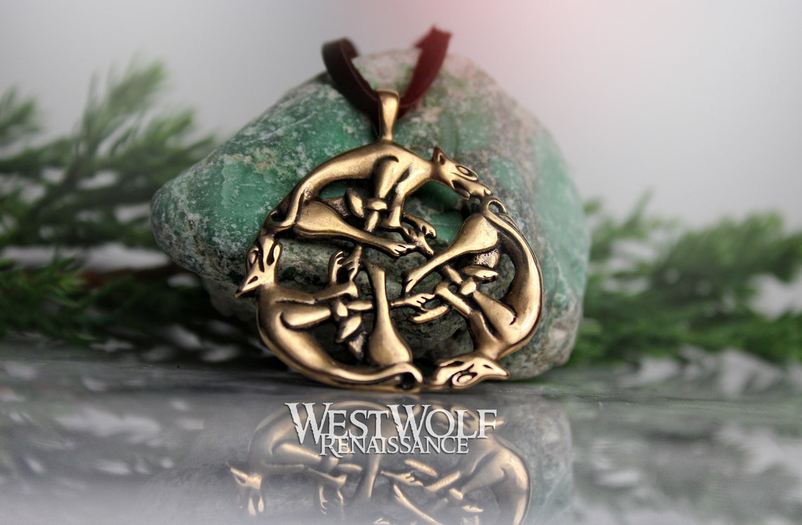 Celtic Wolves Knot Pendant Solid Bronze | Etsy