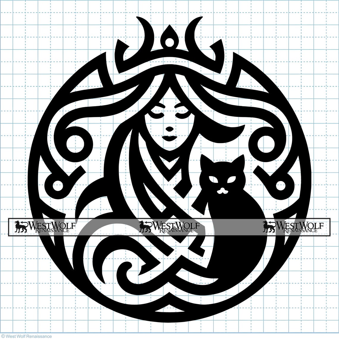 Norse Mythology Goddess Freya Design - Original SVG Vector Graphic Art ...