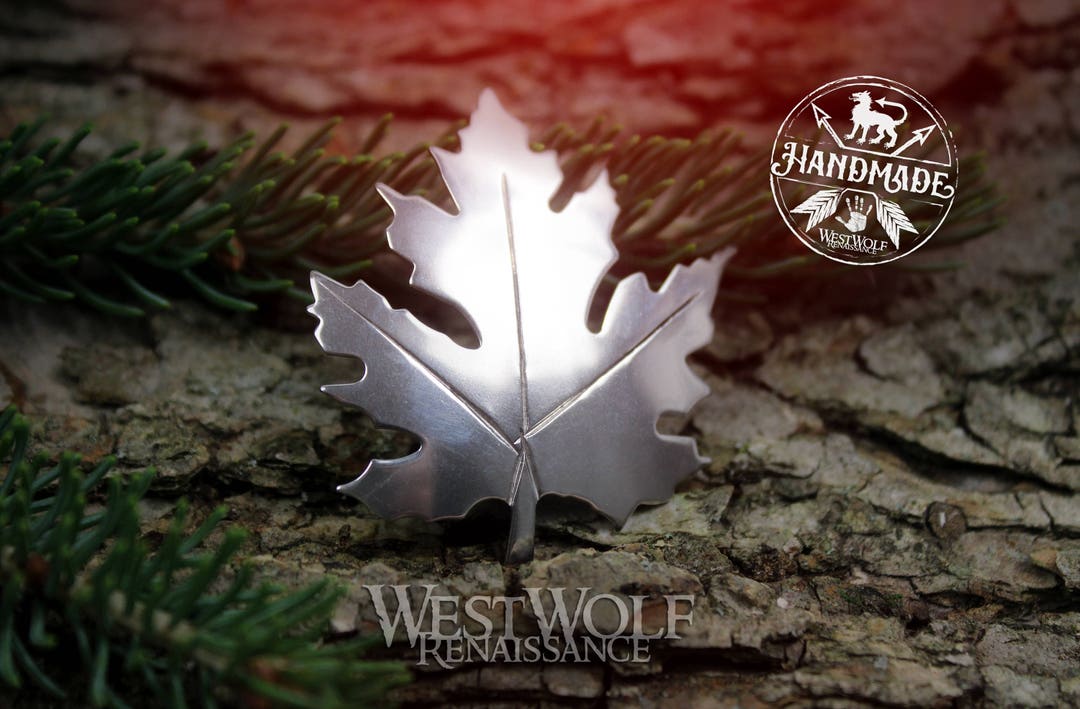 Maple Leaf Brooch or Pin - Made of White Bronze -- Elven Leaves/fantasy ...