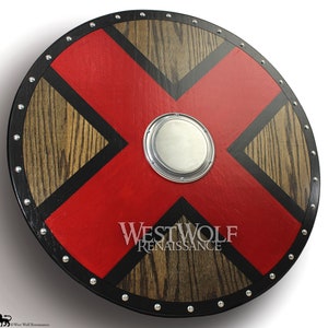 Viking Red Berserker X Shield Made of Solid Oak Wood - Etsy