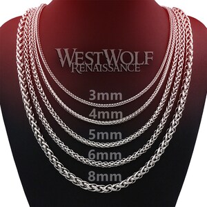 Braided Wheat Style Chains for Pendants in Multiple Sizes -- High ...