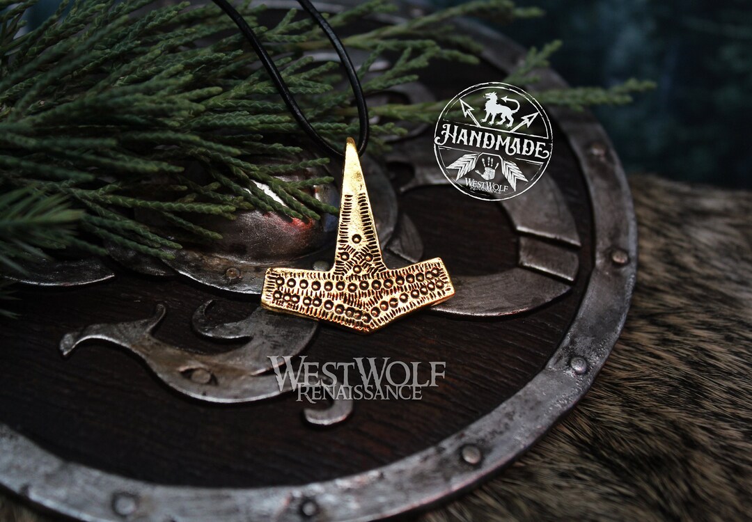 24k Gold-plated Viking "mjolnir" Thor Hammer Pendant --- Norse/midgard ...